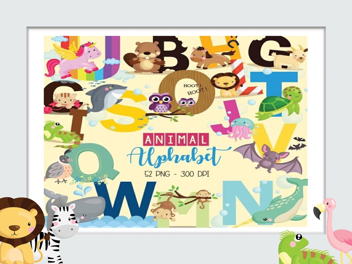 Watercolor Animals A-Z Clipart Animal Alphabet Clipart - Etsy