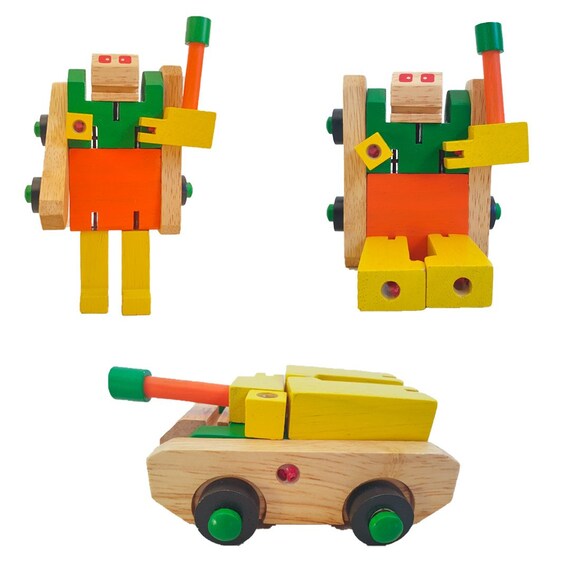Wooden Transformer Tank-robot Wooden Educational Toy for Kids | Etsy