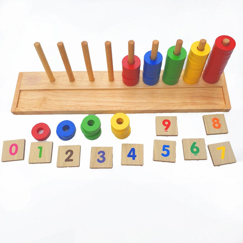 Wooden Stack & Count Rings: Montessori Learning Toy - Etsy