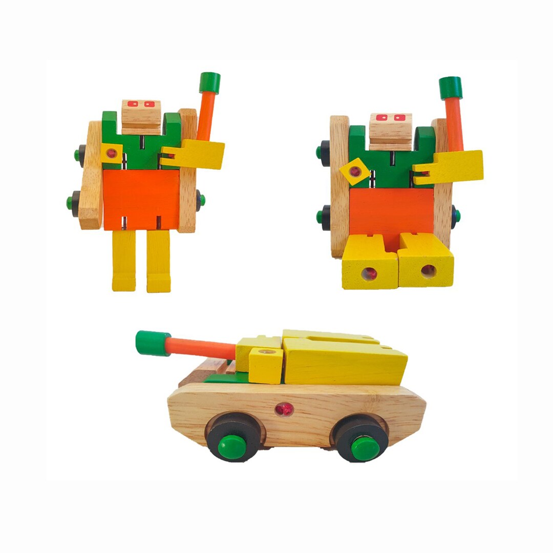 Wooden Transformer Tank-robot | Wooden Educational Toy for Kids ...