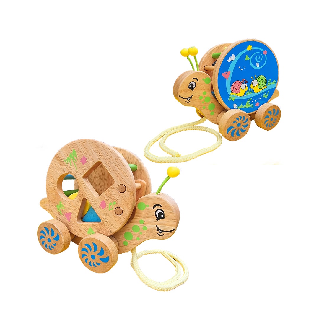 Wooden Push & Pull Along Snail | Wooden Toddler Pull Along Toy | Wooden ...
