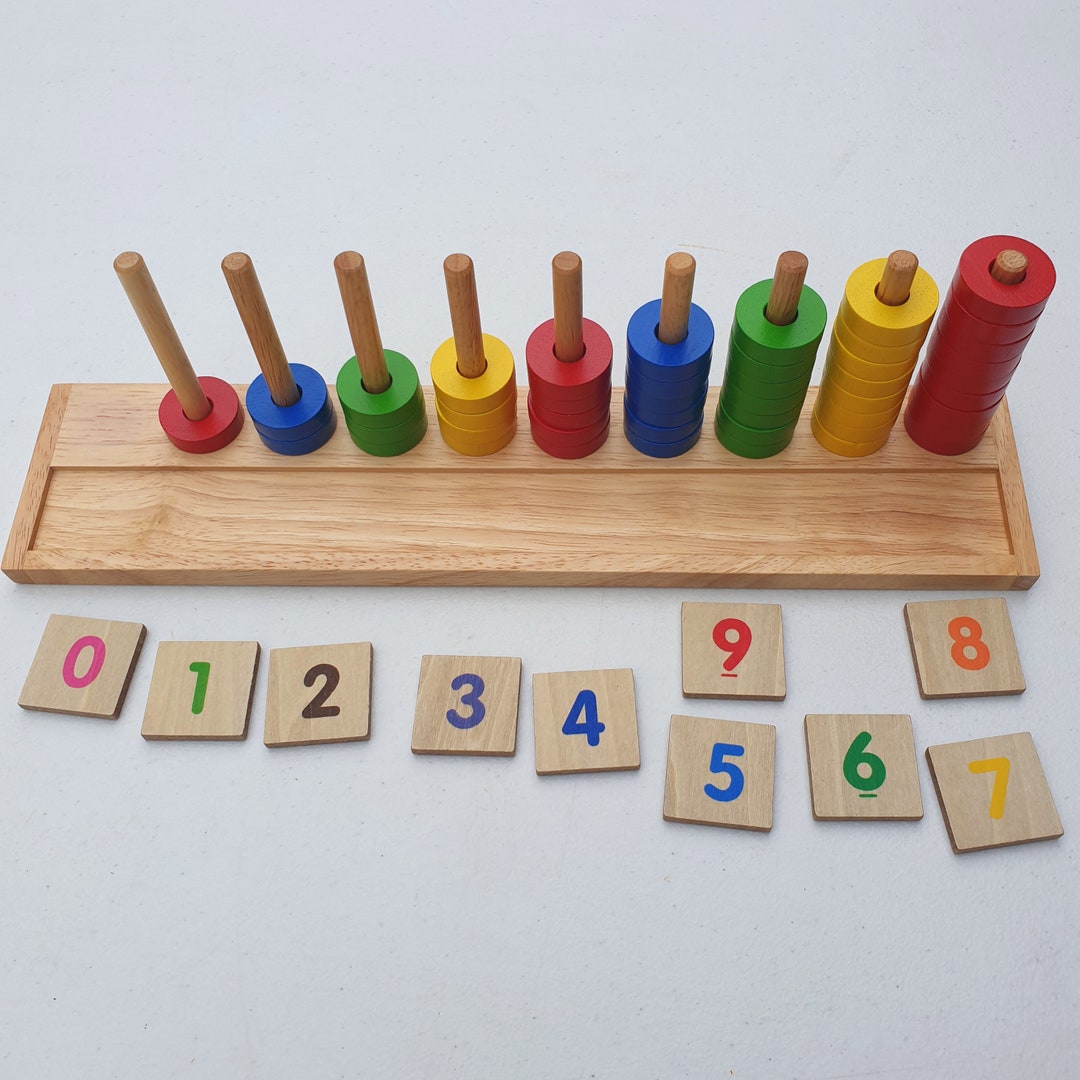 Wooden Stack & Count Rings: Montessori Learning Toy - Etsy