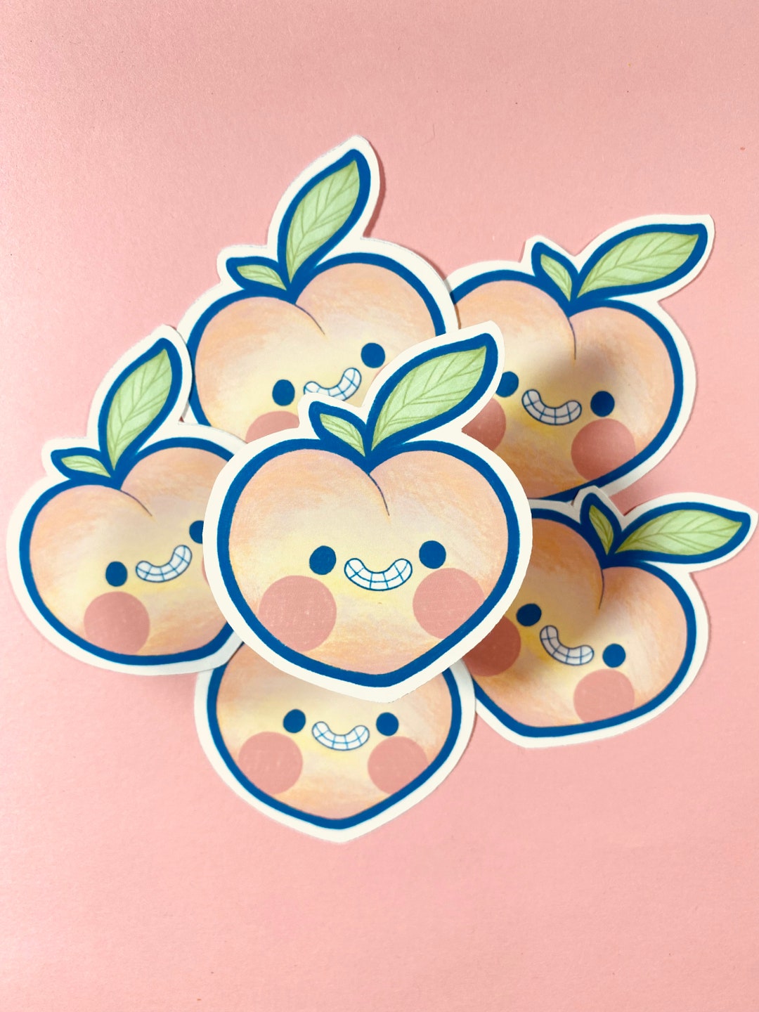 Funny Smiling Peach Vinyl Sticker - Etsy