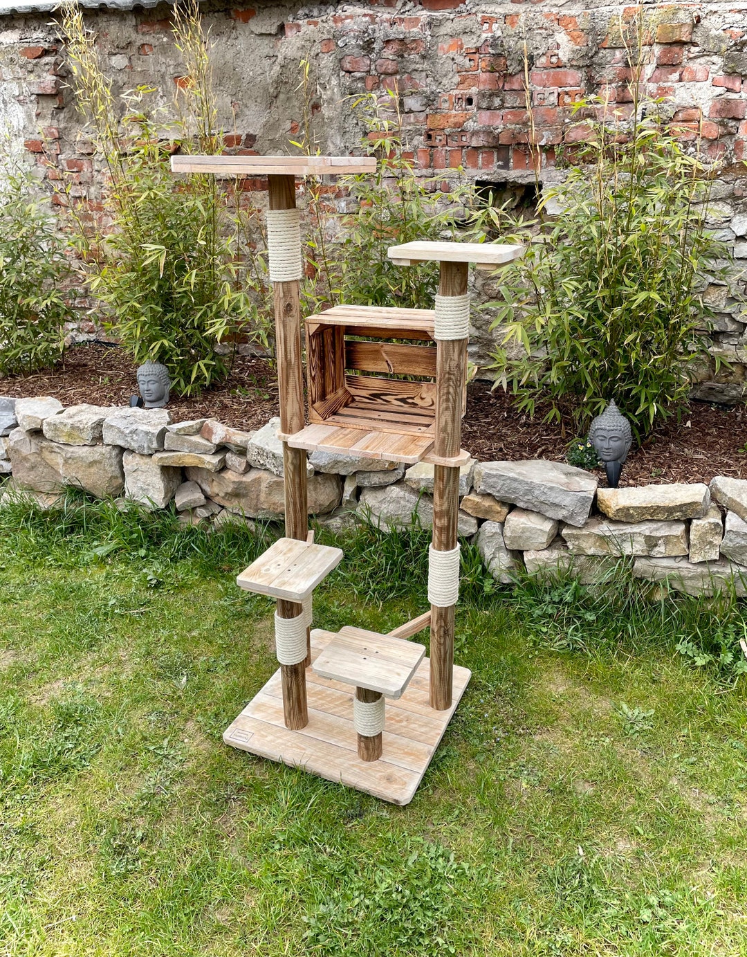 Natur Holz Kratzbaum Katzenbaum Katze Kitten Outdoor Balkon Unikat Cat ...