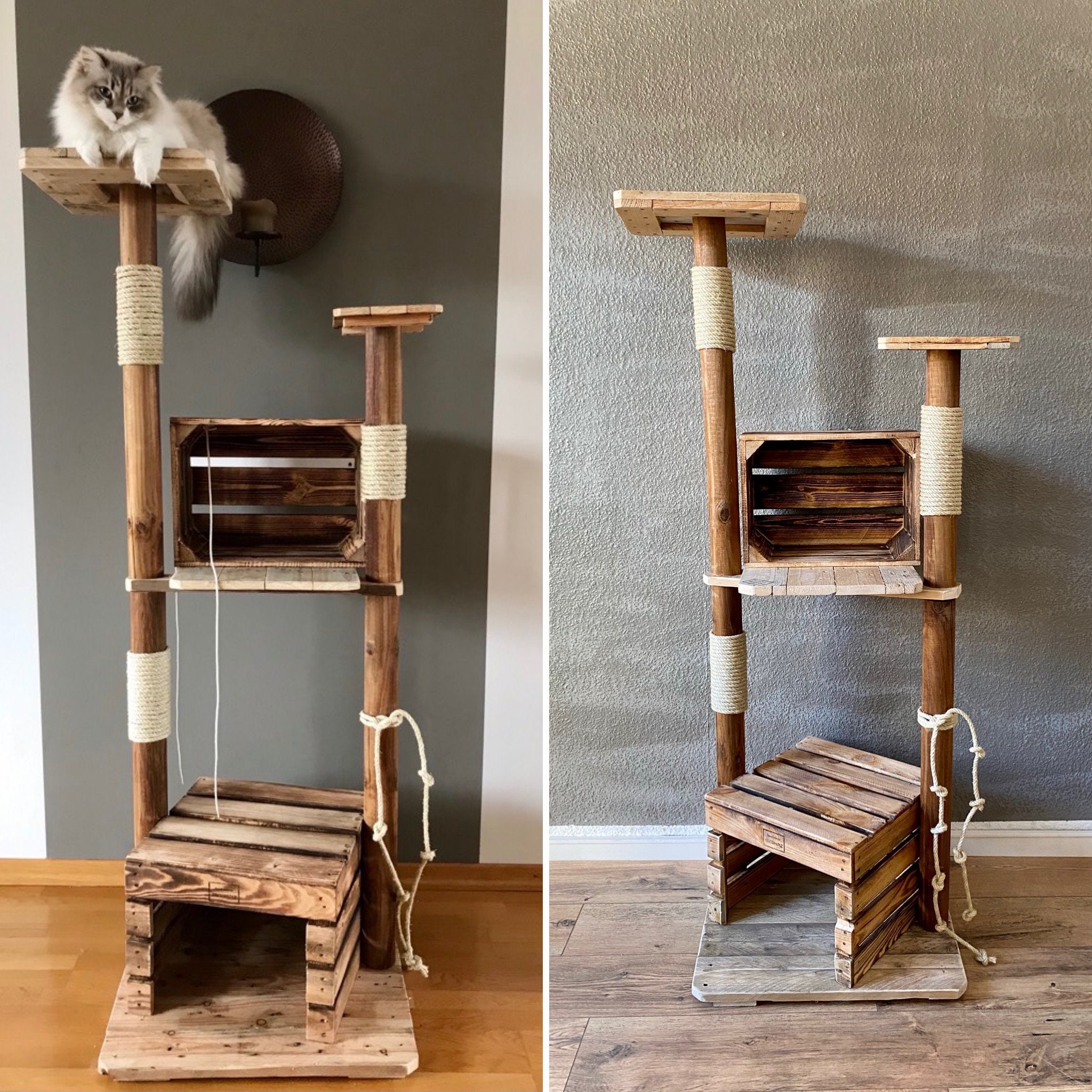 Natur Holz Kratzbaum Katzenbaum Katze Kitten Outdoor Balkon | Etsy