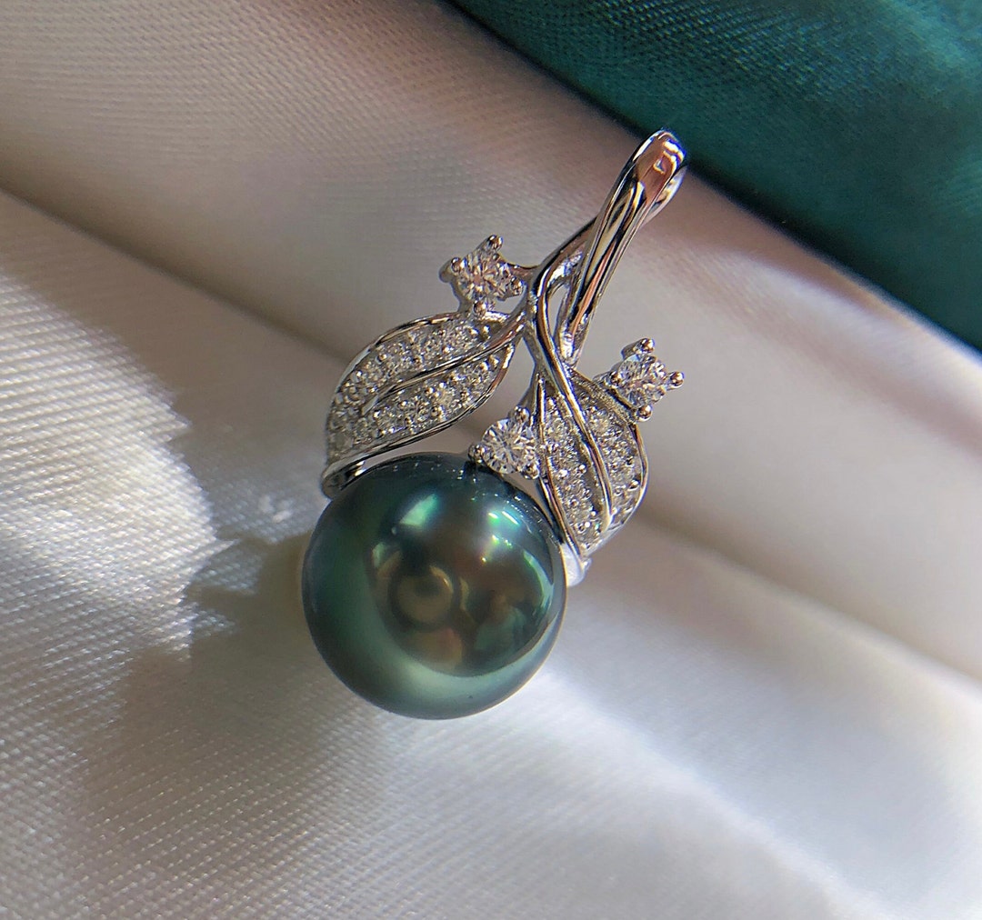 10.1mm Tahitian Peacock Green Pearl Pendant Very High Luster - Etsy