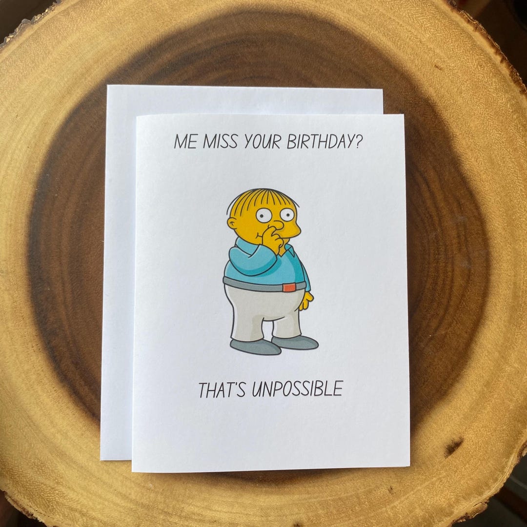 Ralph Wiggum Simpsons Funny Birthday Card, Funny Greetings Card ...