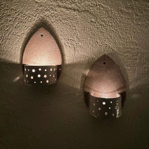 Textured Ceramic Wall Sconce Clay Candle Holder Handmade Candle Wall ...