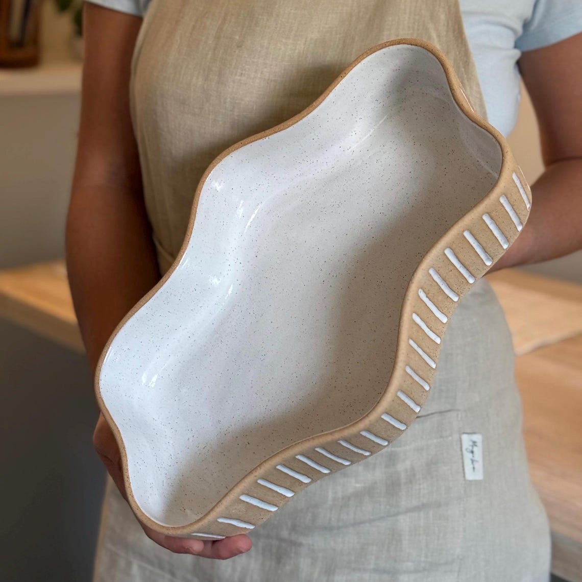 Wavy Brownie Baking Pan Stoneware Baking Dish Kitchen Island Shallow ...
