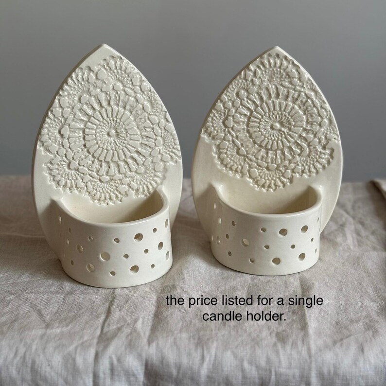 Handmade Ceramic Wall Sconce Doily Texture Tea Light Holder - Etsy