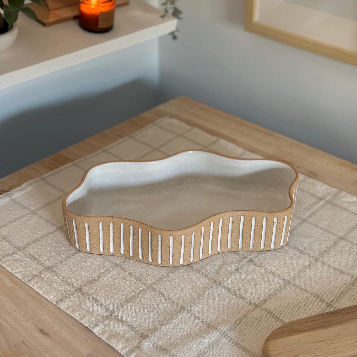 Wavy Brownie Baking Pan Stoneware Baking Dish Kitchen Island Shallow ...