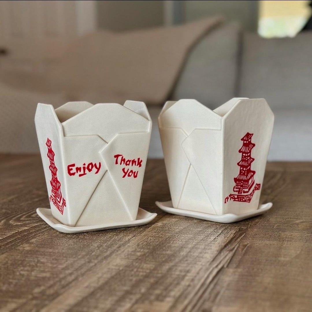 Chinese Planter With Saucer Ceramic Take Out Box Plant Pot With ...