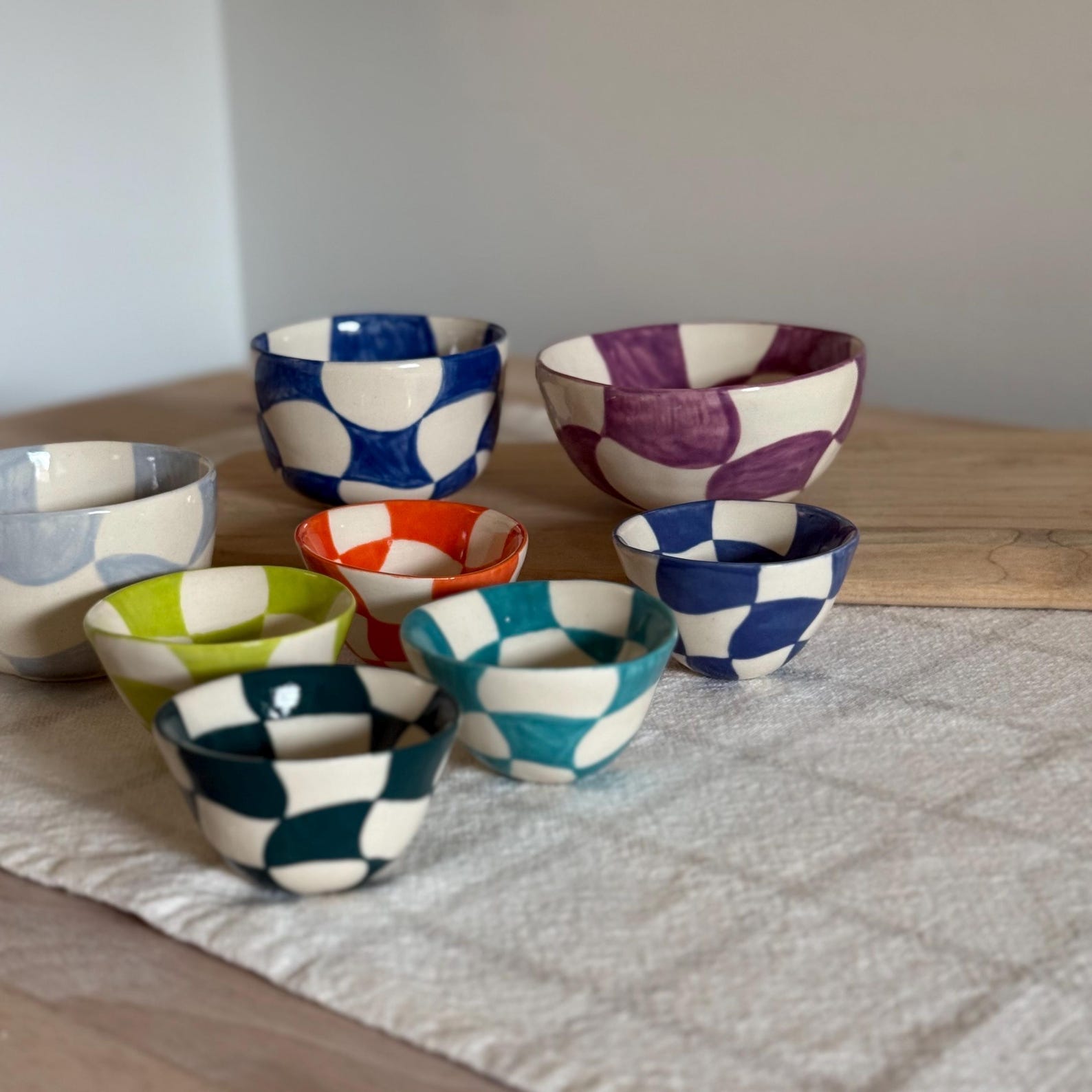 Small Ceramic Bowls With Colorful Checker Pattern Ring Holder Dish - Etsy