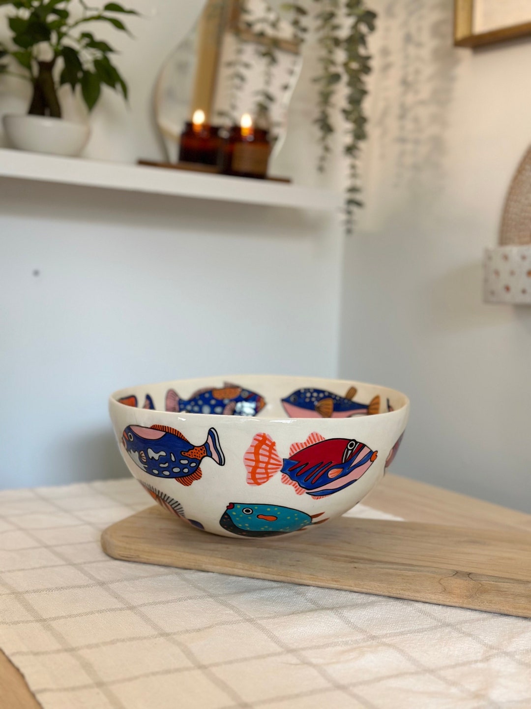 Ceramic Fish Bowl Large Salad Bowl Ceramic Fruit Bowl Large Ceramic ...