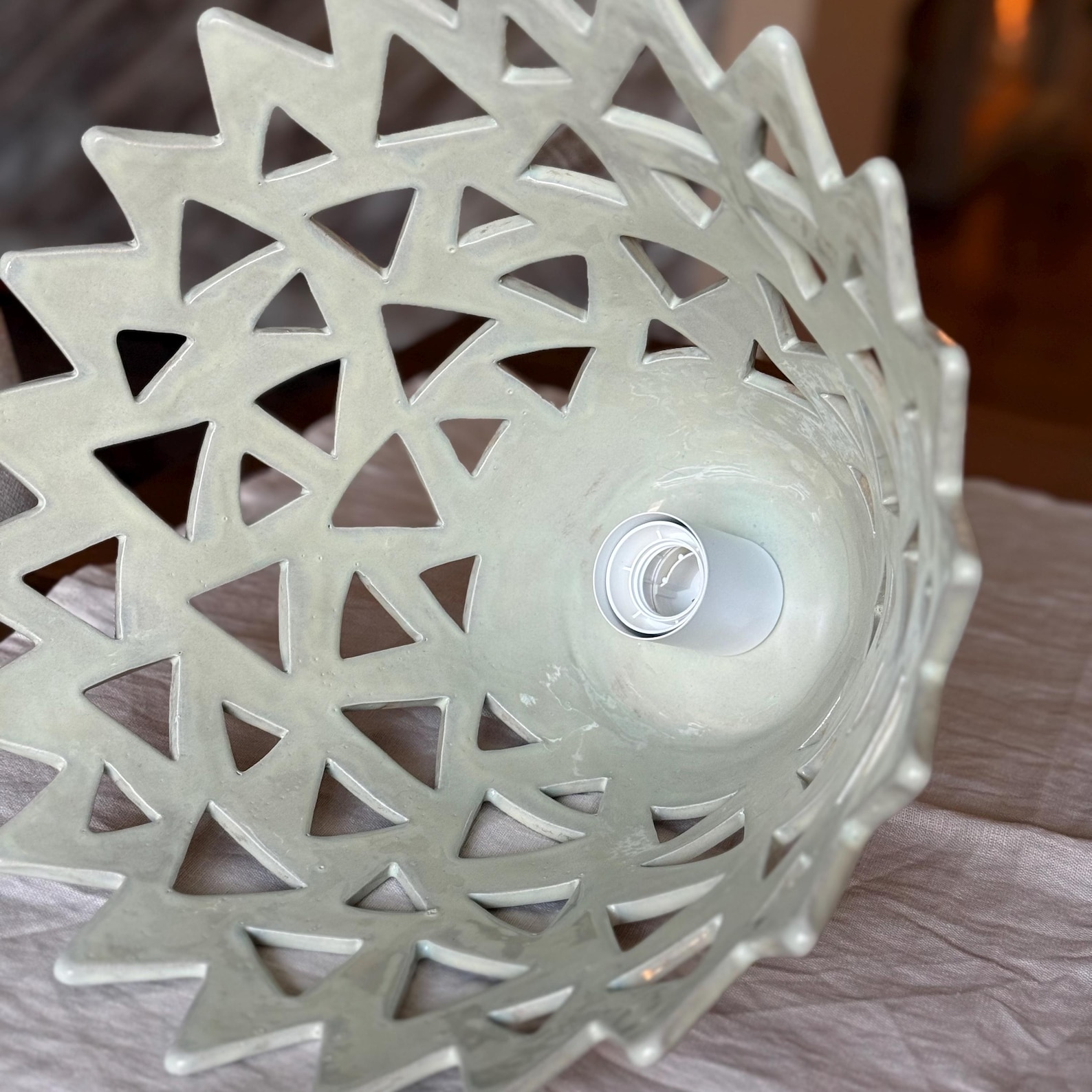 Cone Shape Ceramic Pendant Light Unique Ceiling Light for Boho Decor ...