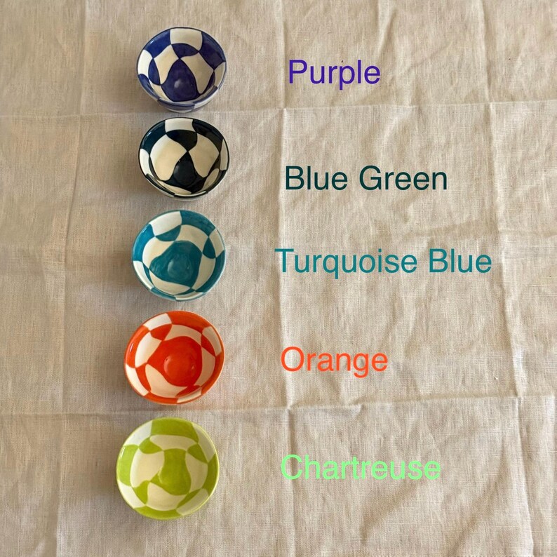 Ceramic Colorful Checker Pattern Small Bowls - Etsy