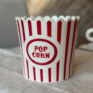 Stoneware Handmade Retro Popcorn Bucket Ceramic Popcorn Bowl Gift for ...