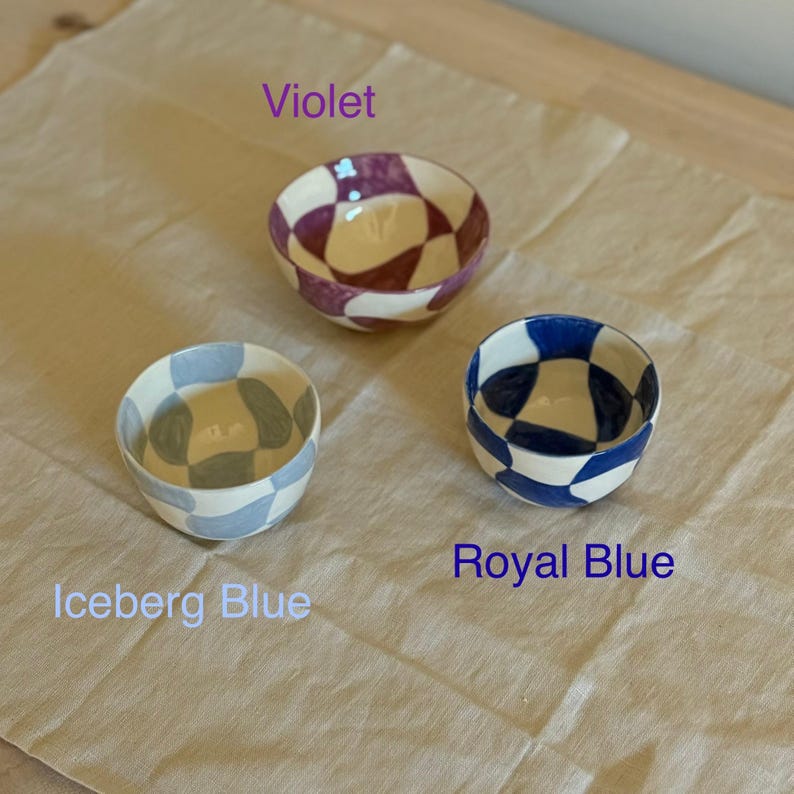 Ceramic Colorful Checker Pattern Small Bowls - Etsy