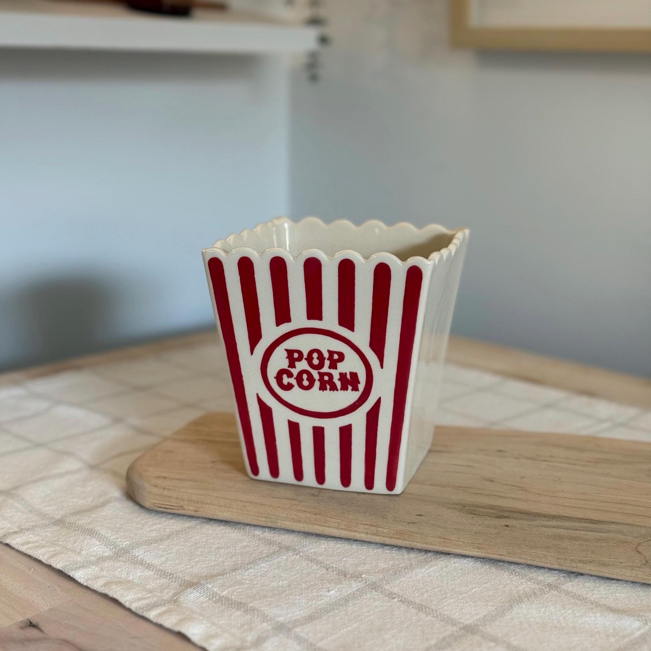 Classic Ceramic Popcorn Bucket Movie Night Party Pottery Handmade ...