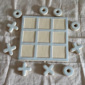 Ceramic Tic Tac Toe Board Game Art Table Decor Coffee Table Decorations ...
