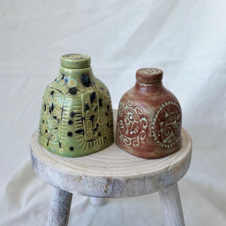 Porcelain Hand Painted Bottle Aztec Design Sgraffito Pottery Clay ...