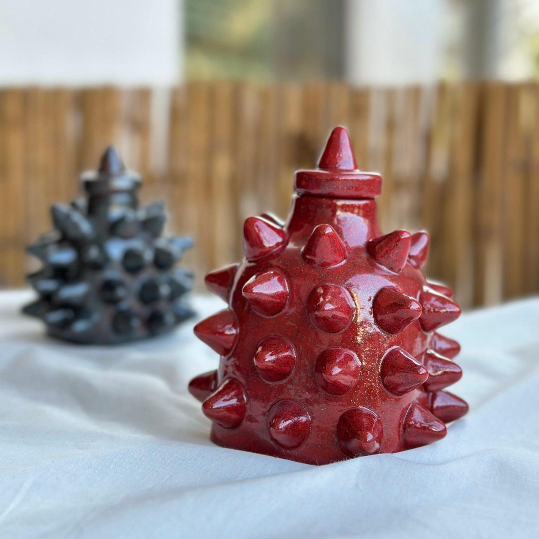 Ceramic Decorative Spiky Black and Red Bottles - Etsy