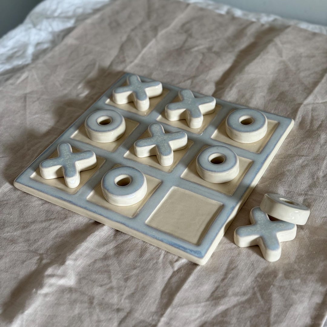 Ceramic Tic Tac Toe Board Game Art Table Decor Coffee Table Decorations ...