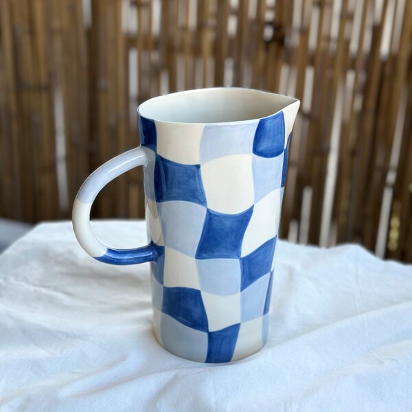 Blue Ceramic Pitcher - Etsy