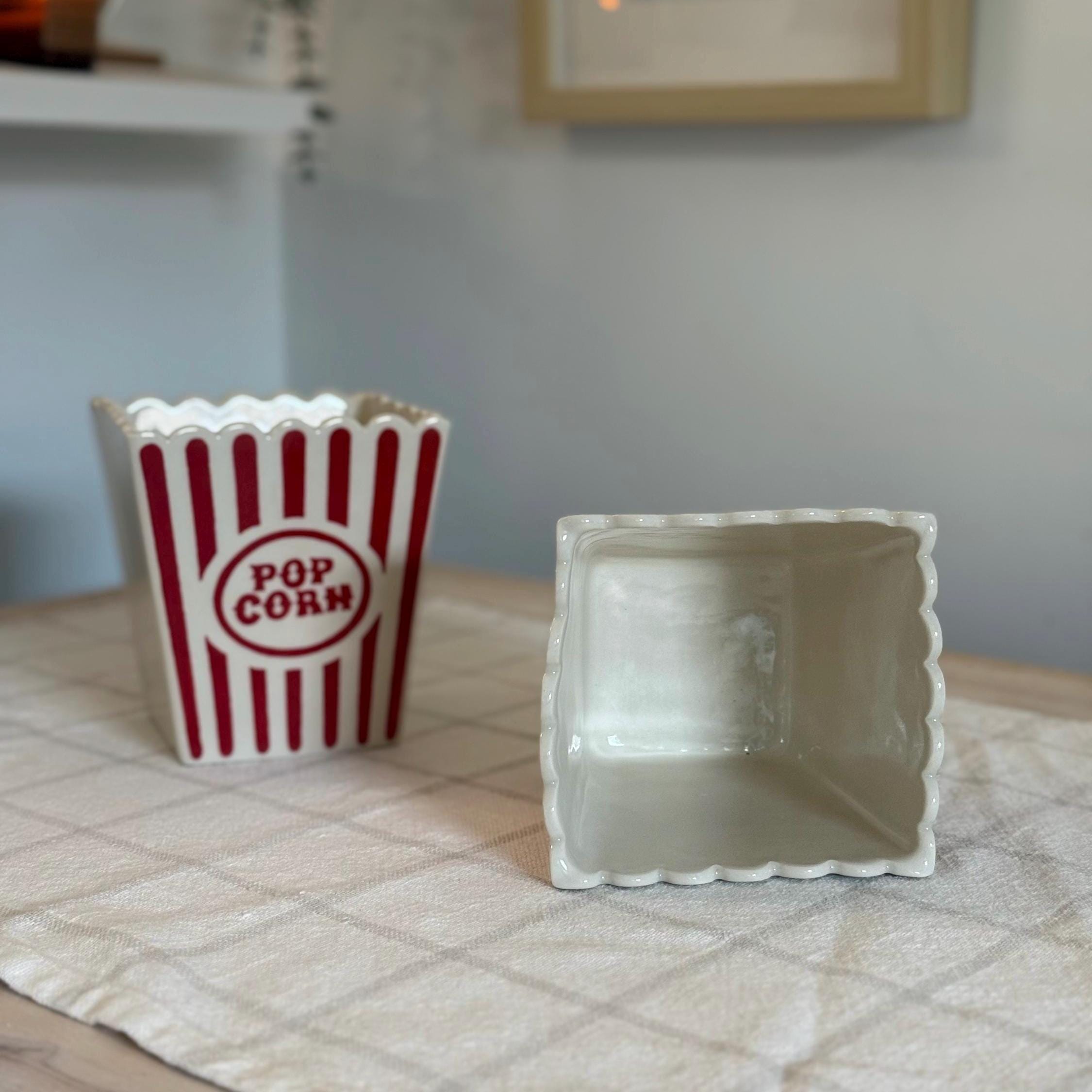 Classic Ceramic Popcorn Bucket Movie Night Party Pottery Handmade ...