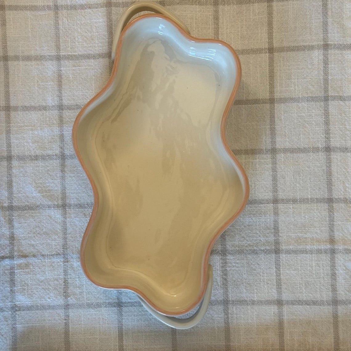Stoneware Baking Dish White Wavy Aesthetic Handmade Pottery Fruit Bowl ...