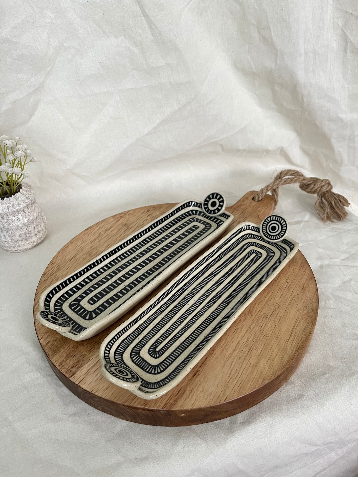 Stoneware Cheese Plate Set Aztec Pattern Ceramic Sushi Plate - Etsy