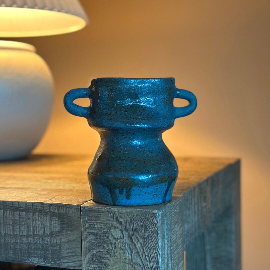 Ceramic Flower Vase With Handles Pottery Vase Handmade Handcrafted Vase ...