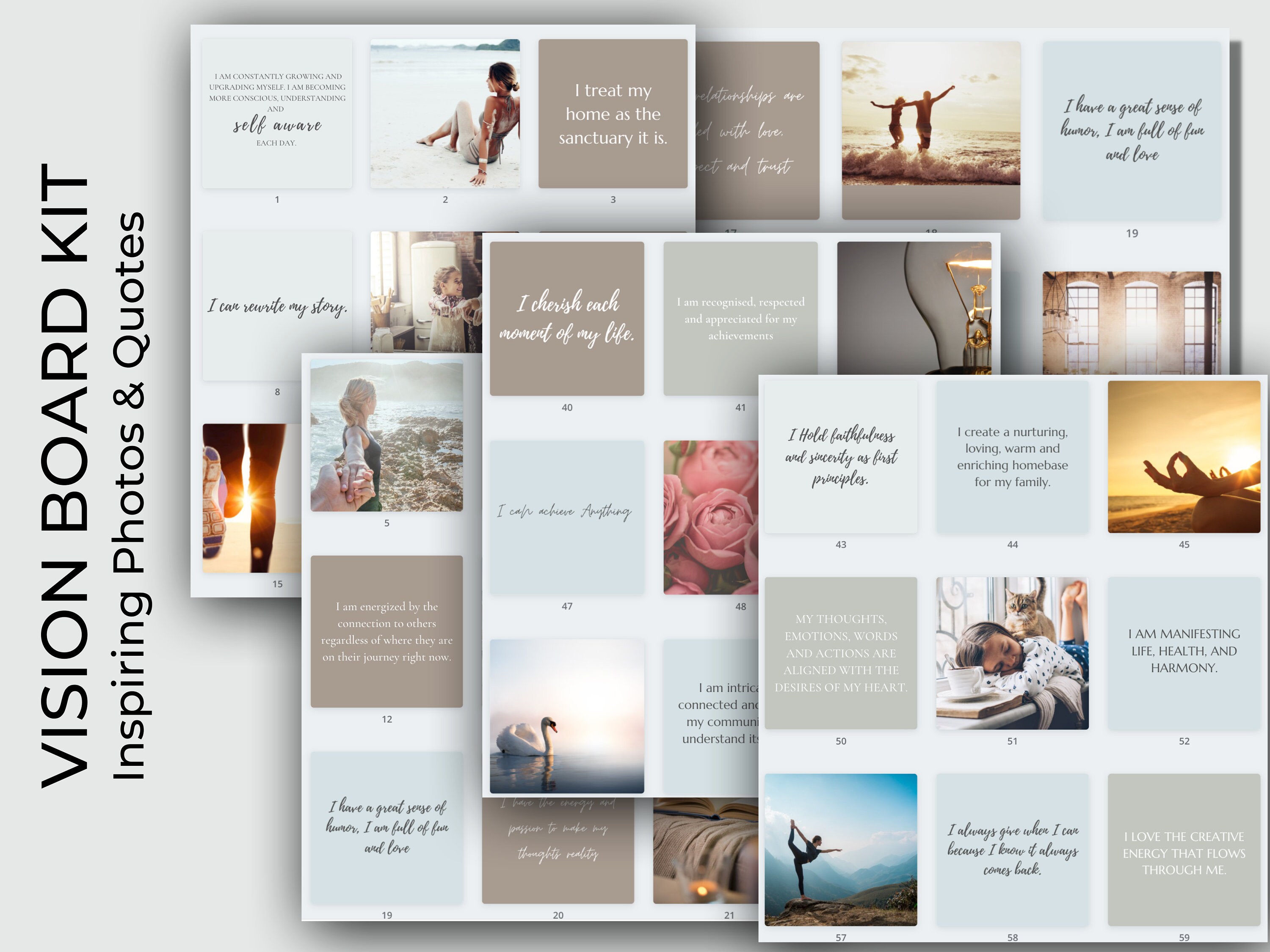 Vision Board Printable Kit 129 Cards. Affirmation Cards - Etsy