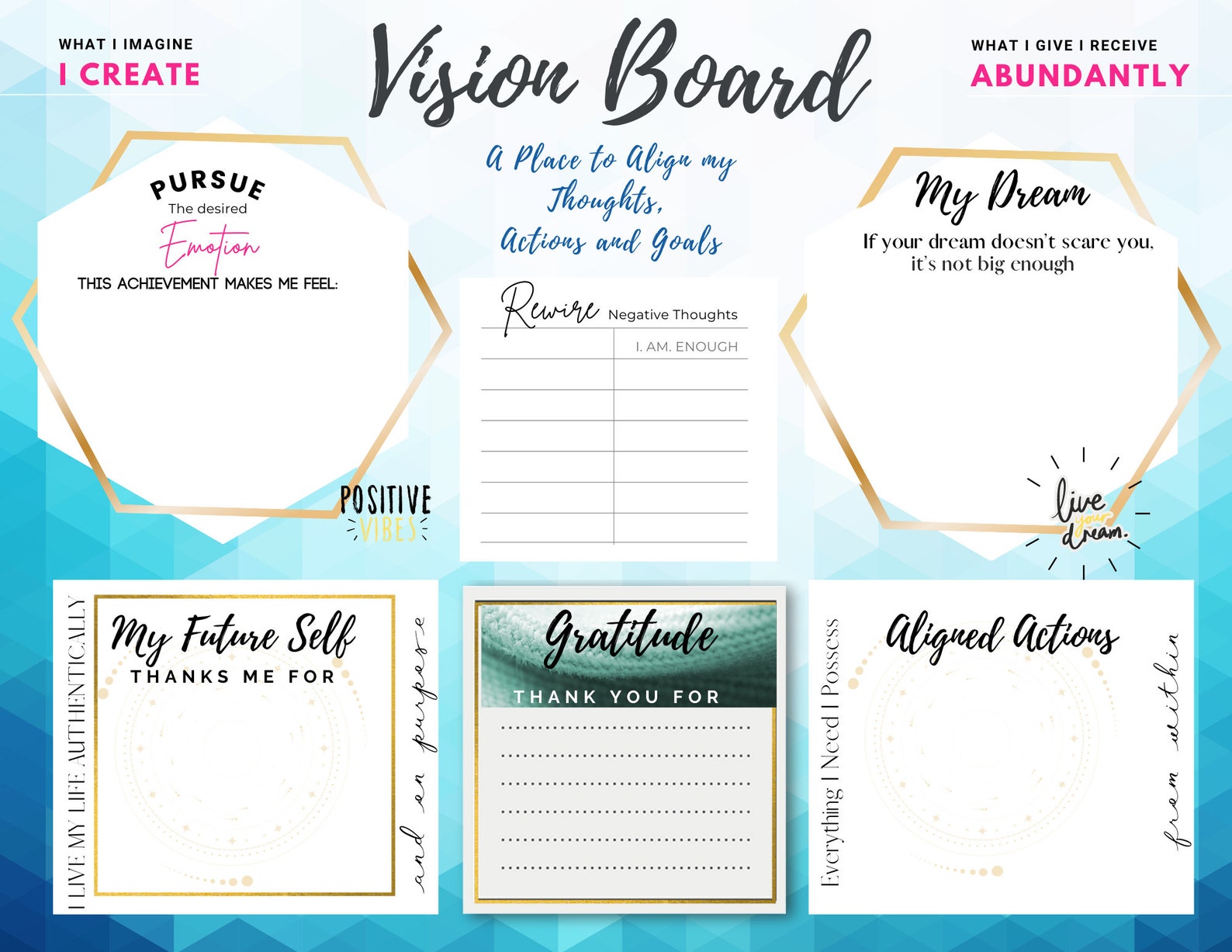 Vision Board Printable Manifesting Digital Printables Etsy