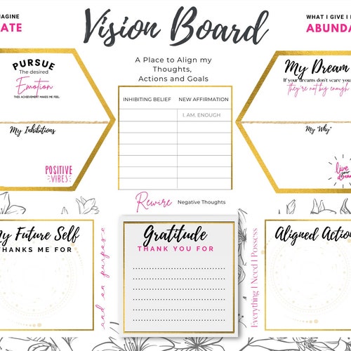 Vision Board Printable Manifesting Digital Printables Etsy