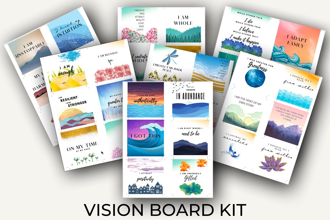 Vision Board Printable Kit 44 Cards. Affirmation Cards | Etsy