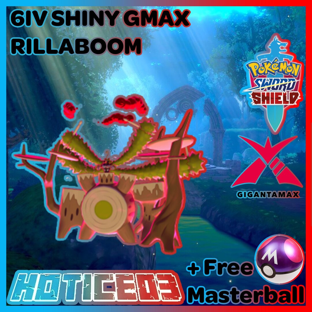 6IV Shiny Gmax Rillaboom Pokemon Sword and Shield Fast Trade - Etsy