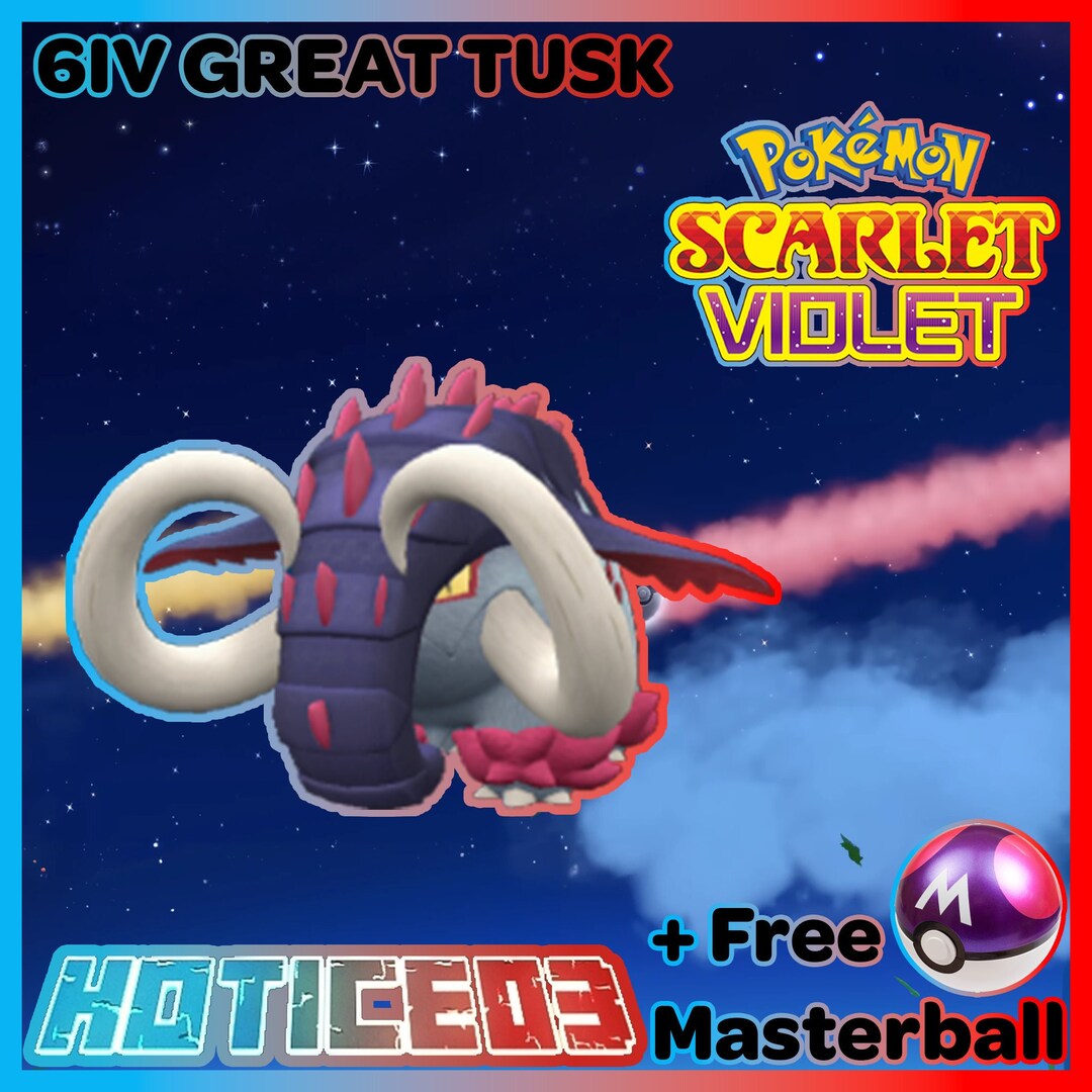 Pokemon Scarlet Violet Great Tusk Max Stats 6IV Master Ball - Etsy