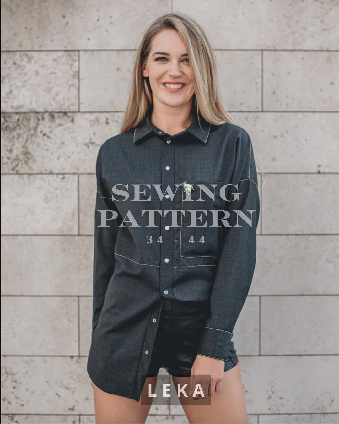 Dropped Shoulder Shirt Sewing Pattern - Long Modern Button-up PDF ...