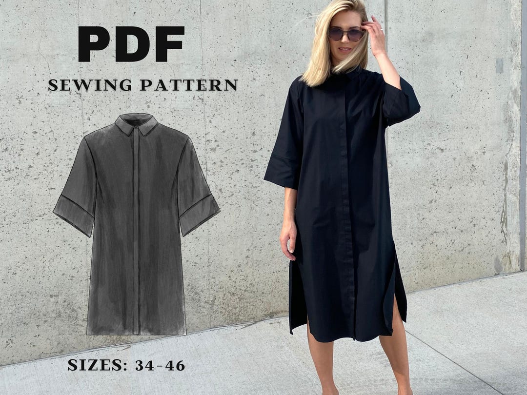 Easy Stylish Dress With 3/4 Sleeves - Stylish Women Shirt Dress PDF ...