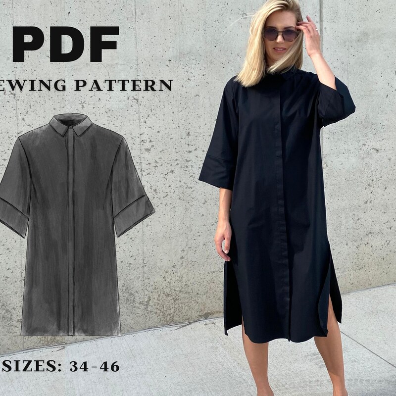 Shirt Dress Pattern - Etsy