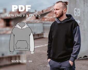 Oversize Hoodie PDF Sewing Pattern Sizes XS / S / M / L / XL - Etsy