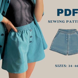 Linen Sweat Shorts Sewing Patterns, Elastic Waist Shorts Sewing Pattern ...