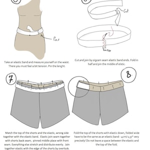 Simple High Waist Sweat Shorts PDF Sewing Patterns, Elastic Waist ...