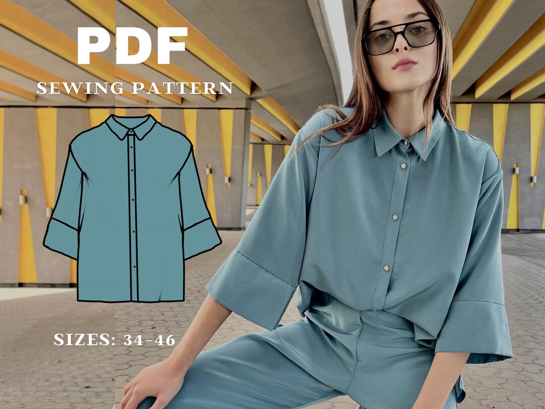 Easy Stylish Shirt With 3/4 Sleeves - Stylish Women Shirt PDF Sewing ...