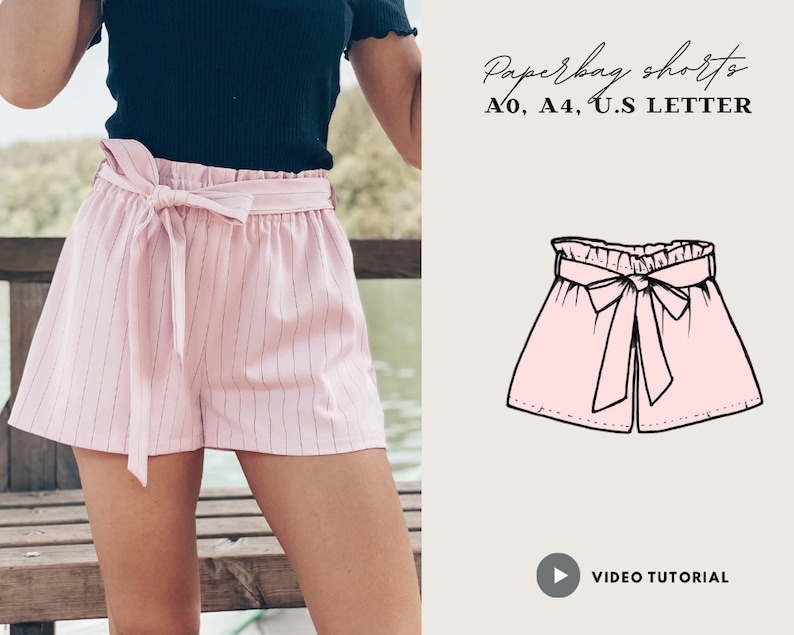 High Waist Paper-bag Shorts PDF Sewing Pattern Girly and - Etsy