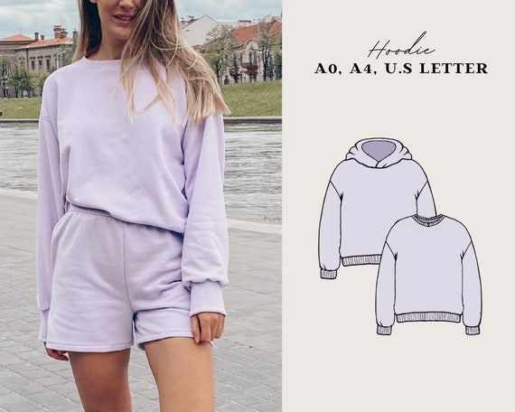 Easy Hoodie Sewing Pattern PDF Printable Hoodie Pattern with | Etsy