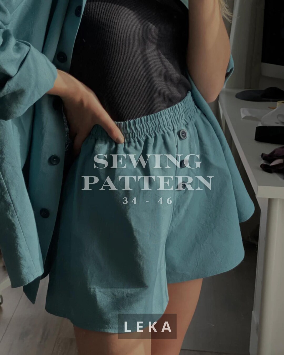 Linen Sweat Shorts Sewing Patterns, Elastic Waist Shorts Sewing Pattern ...