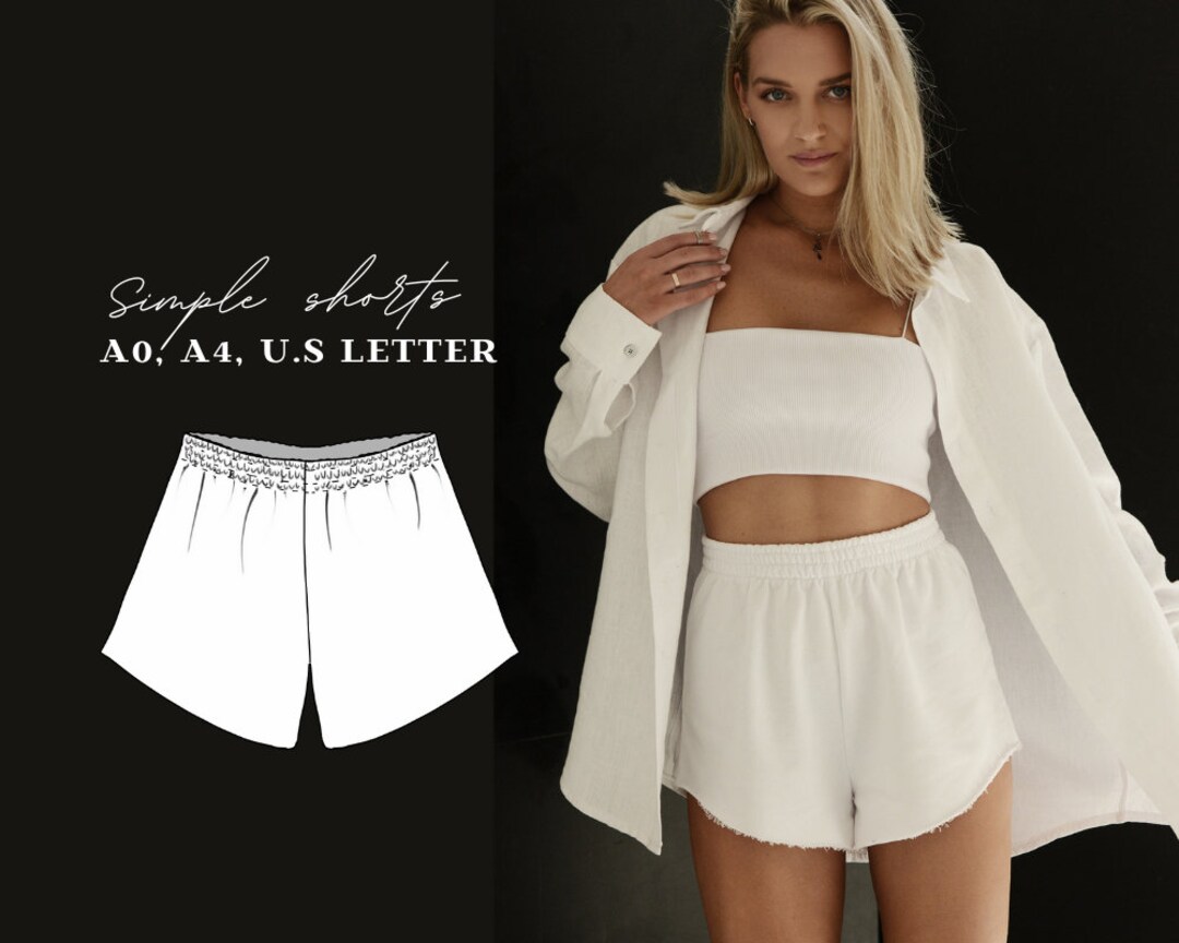 Simple High Waist Sweat Shorts PDF Sewing Patterns Elastic - Etsy