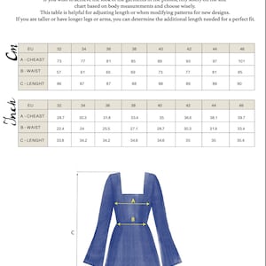 A Line Dress With Wide Sleeves and Square Neck Pdf Sewing Pattern ...